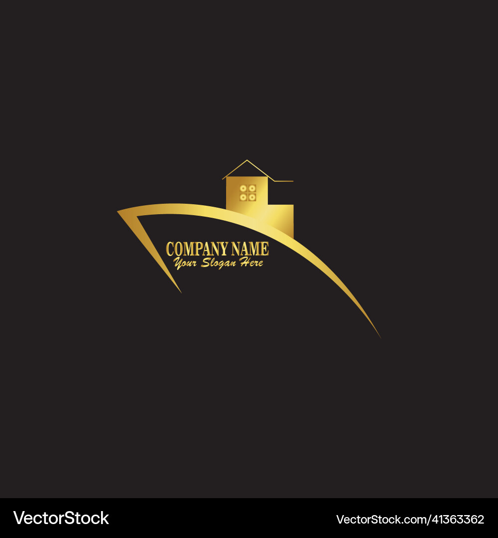 Building gold house office logo design Royalty Free Vector