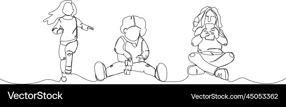 Children play run have fun kindergarten set one Vector Image