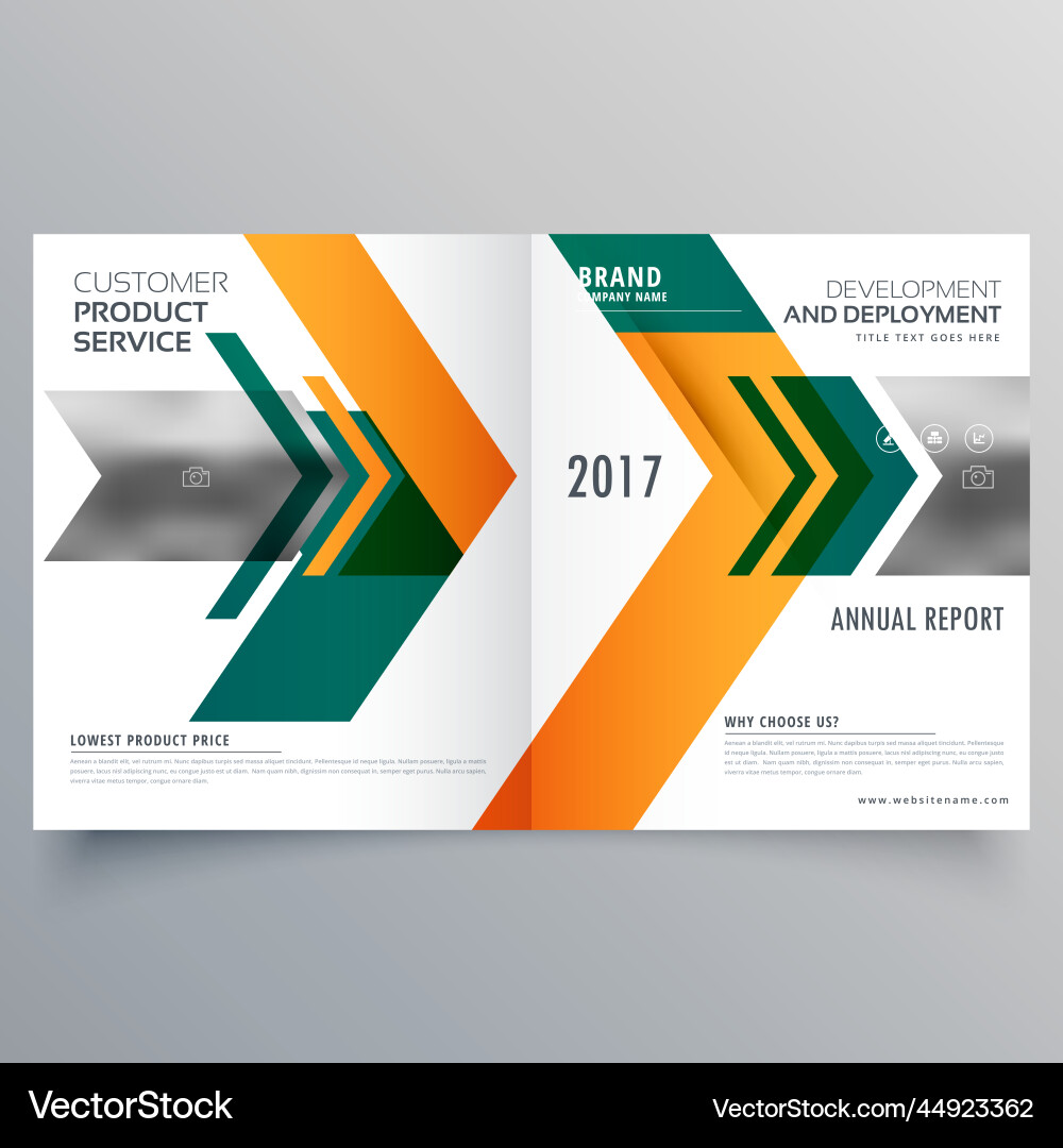 Creative arrow style business bifold brochure Vector Image