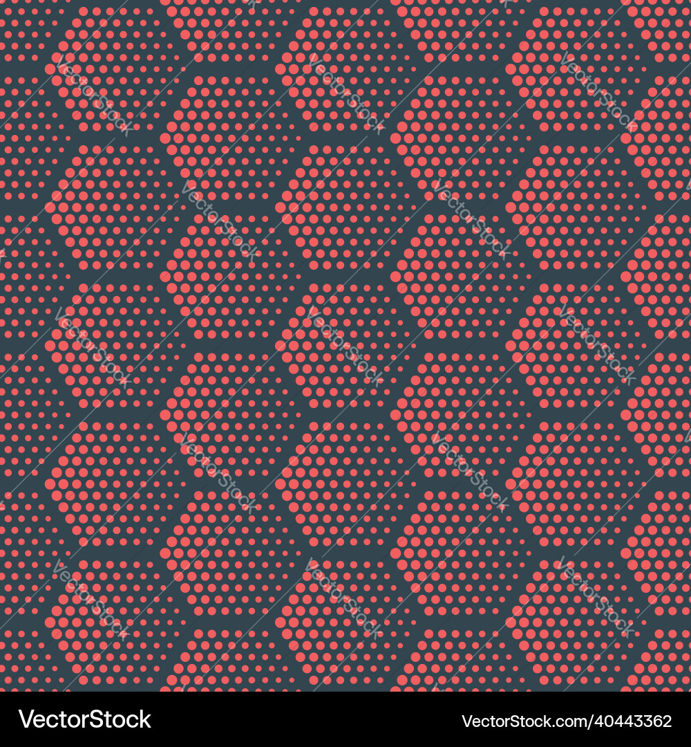 Hexagon seamless pattern red blue halftone dots Vector Image