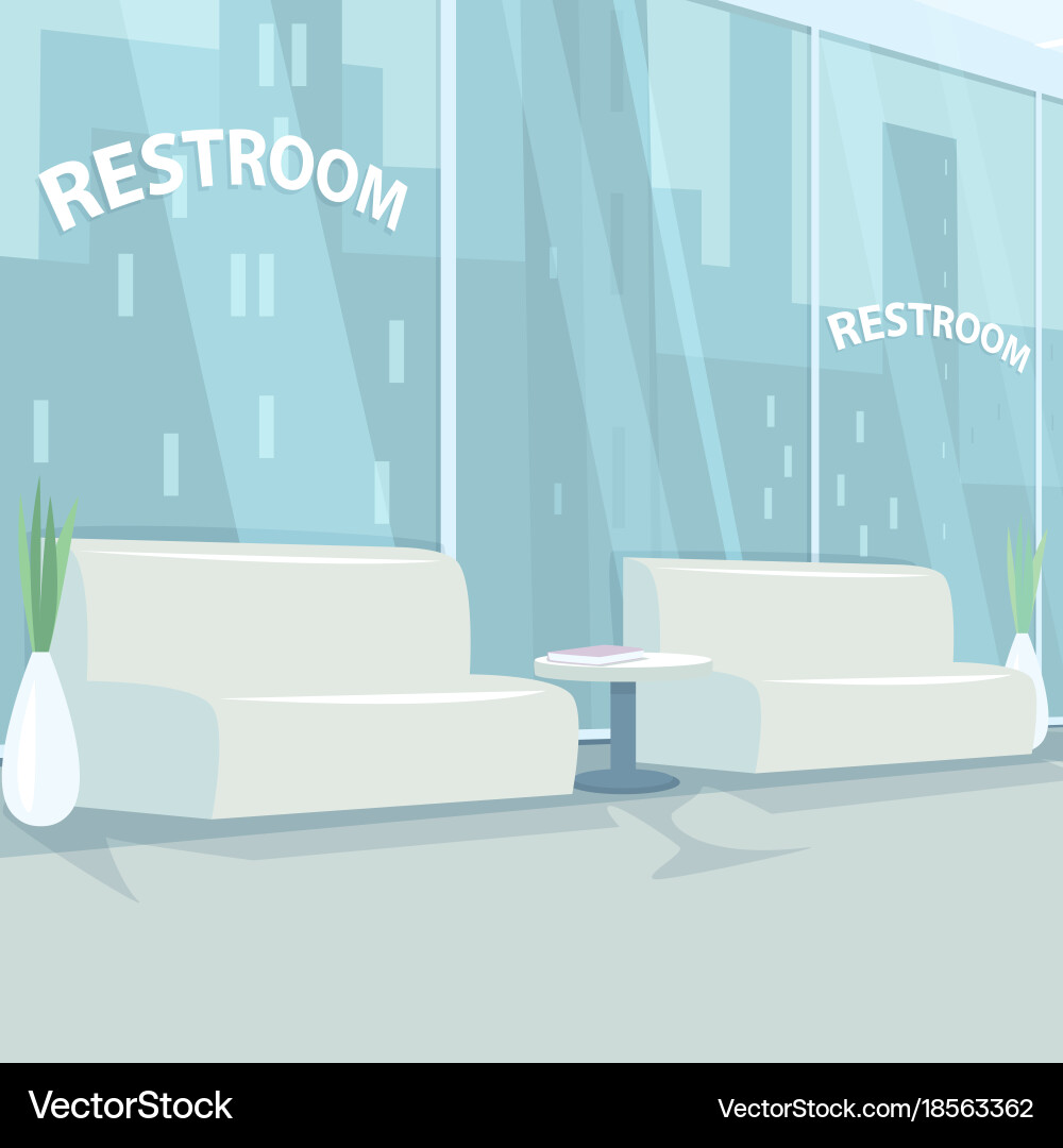 Interior of rest room with panoramic windows Vector Image