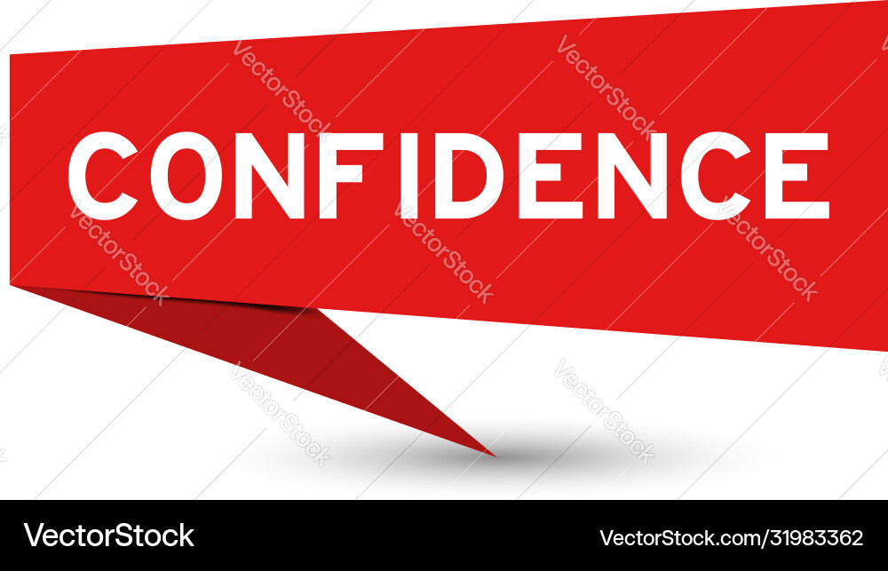 Red paper speech banner with word confidence on Vector Image