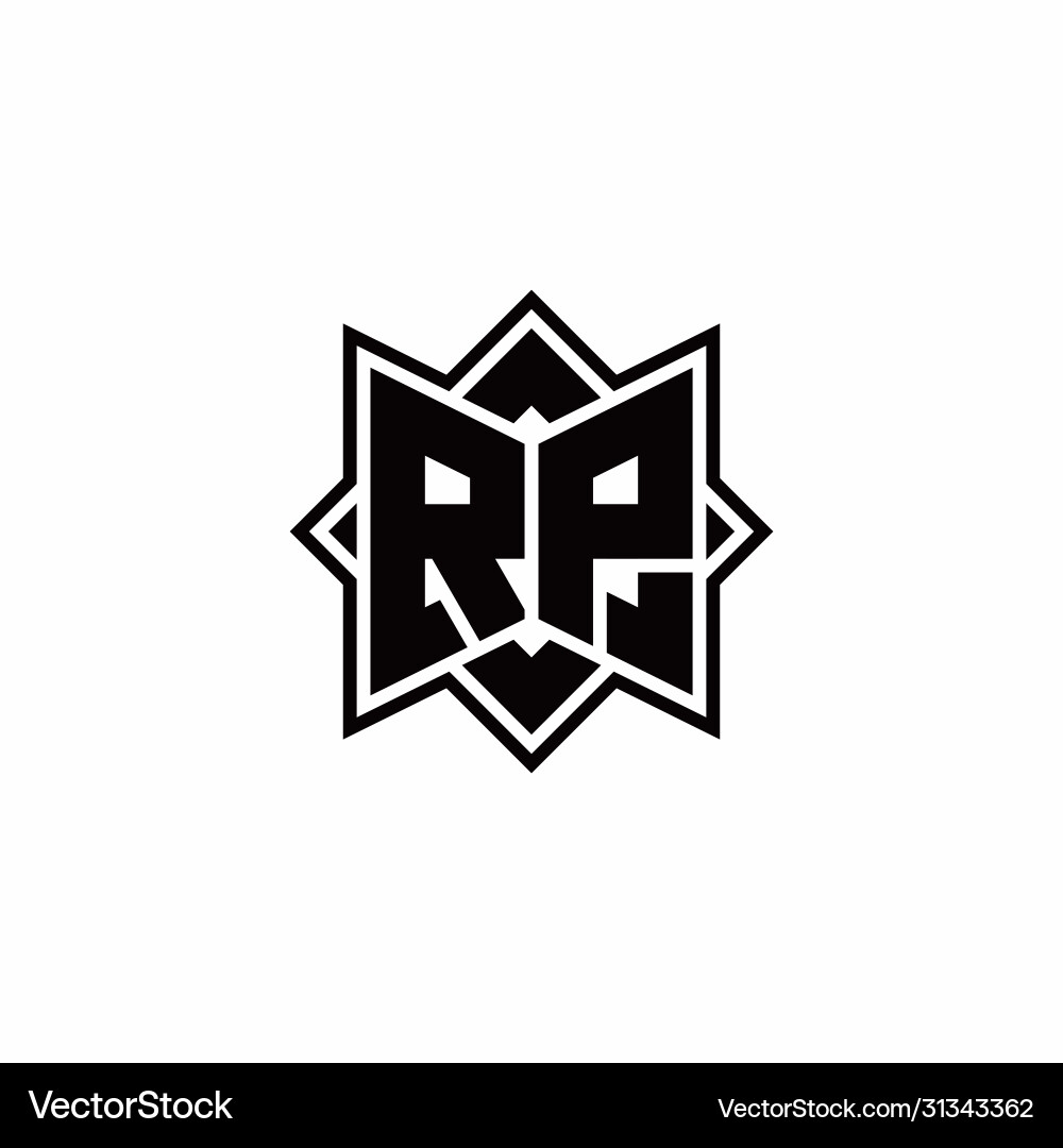 Rp monogram logo with square rotate style outline Vector Image