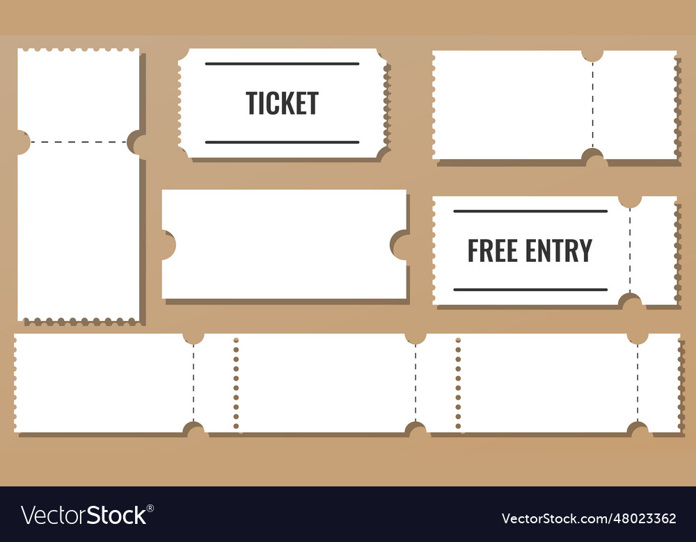 Set blank ticket template concert Royalty Free Vector Image