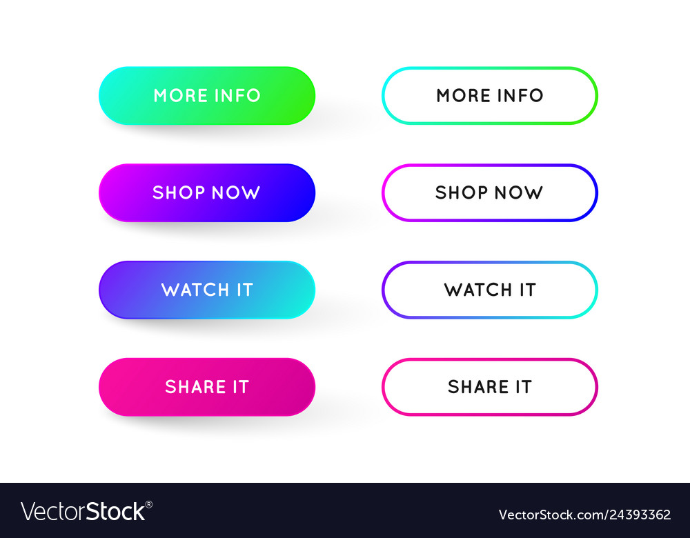 Set modern gradient app or game buttons trendy Vector Image