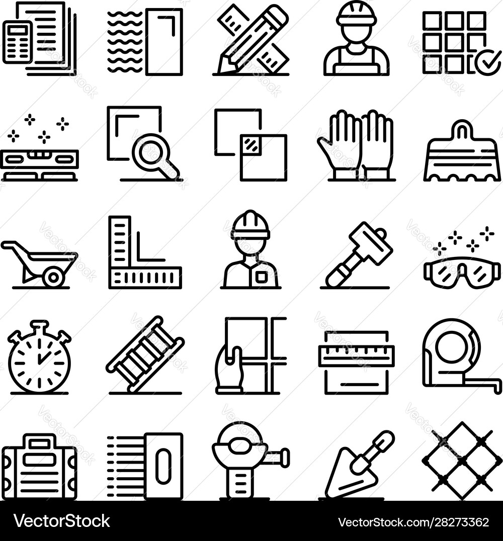 Tiler icons set outline style Royalty Free Vector Image