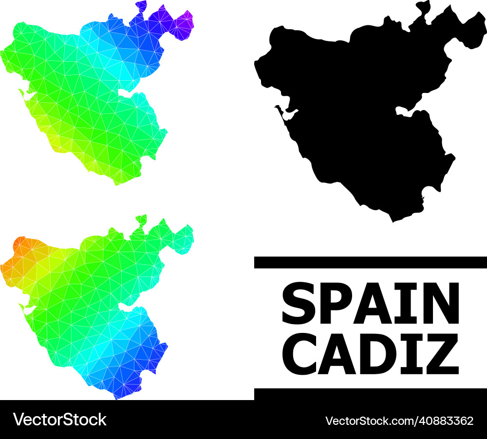 Triangle filled spectrum map of cadiz province Vector Image