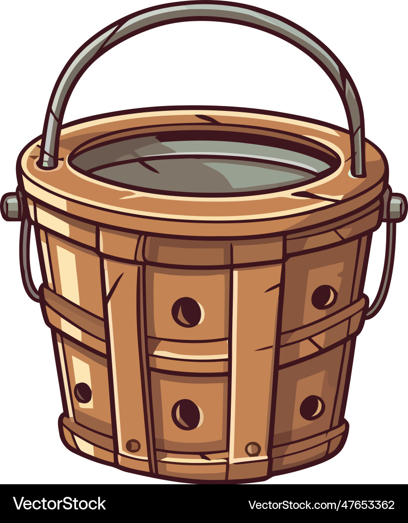 Wooden bucket on white background Royalty Free Vector Image