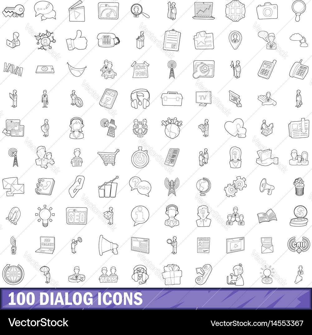 100 dialog icons set outline style Royalty Free Vector Image
