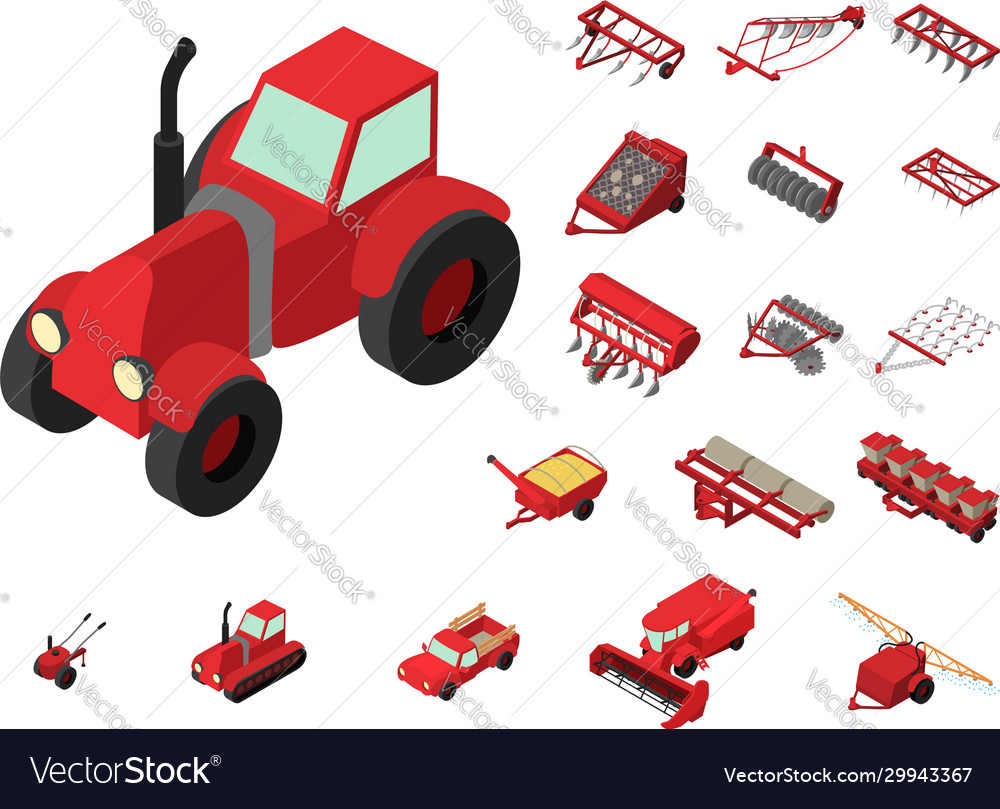 Agricultural machines icons set isometric style Vector Image Agricultural machines icons set isometric style Vector Image