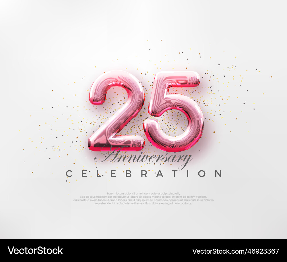 Balloons number 25th with red numbers on a bright Vector Image