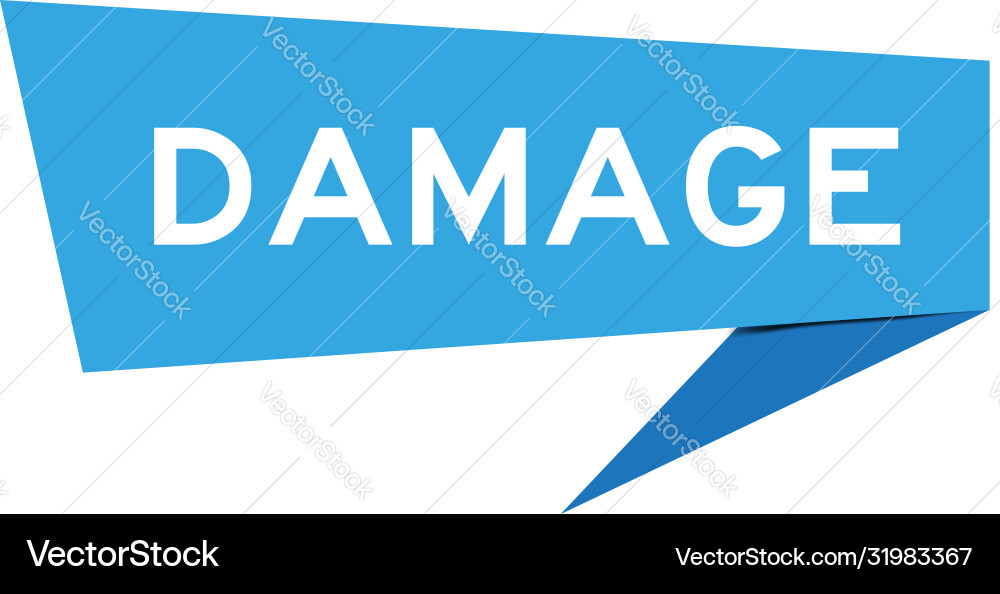 Blue paper speech banner with word damage Vector Image