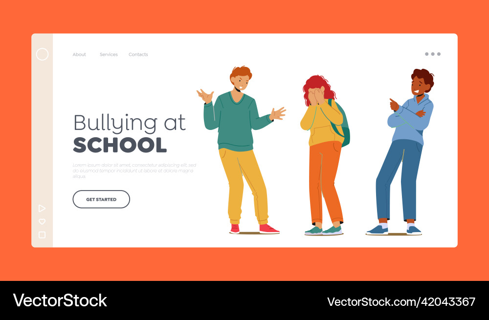 Bullying at school landing page template Vector Image