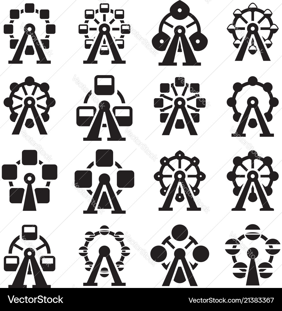 Collection park ferris wheel icons Royalty Free Vector Image