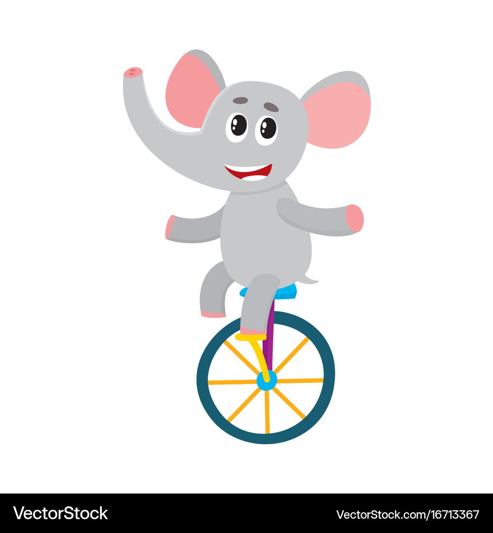 Cute little elephant character riding bicycle Vector Image