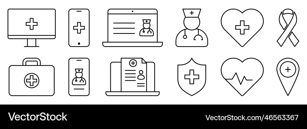 Digital health line icons design can use for web Vector Image