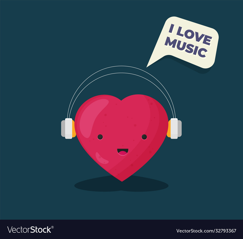 I love music flat isolated on color background Vector Image