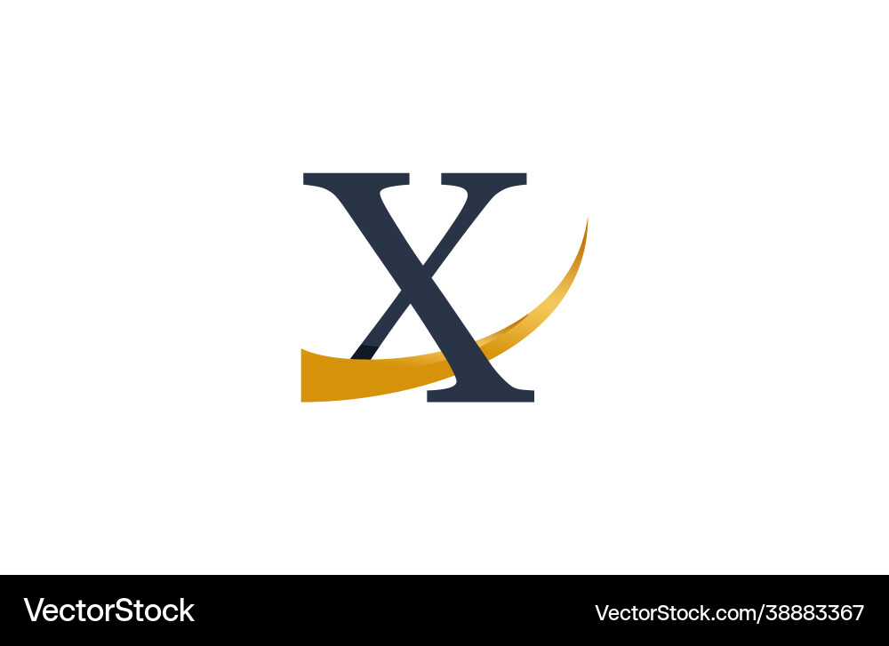 Initial typography x stylish swoosh gold logo Vector Image