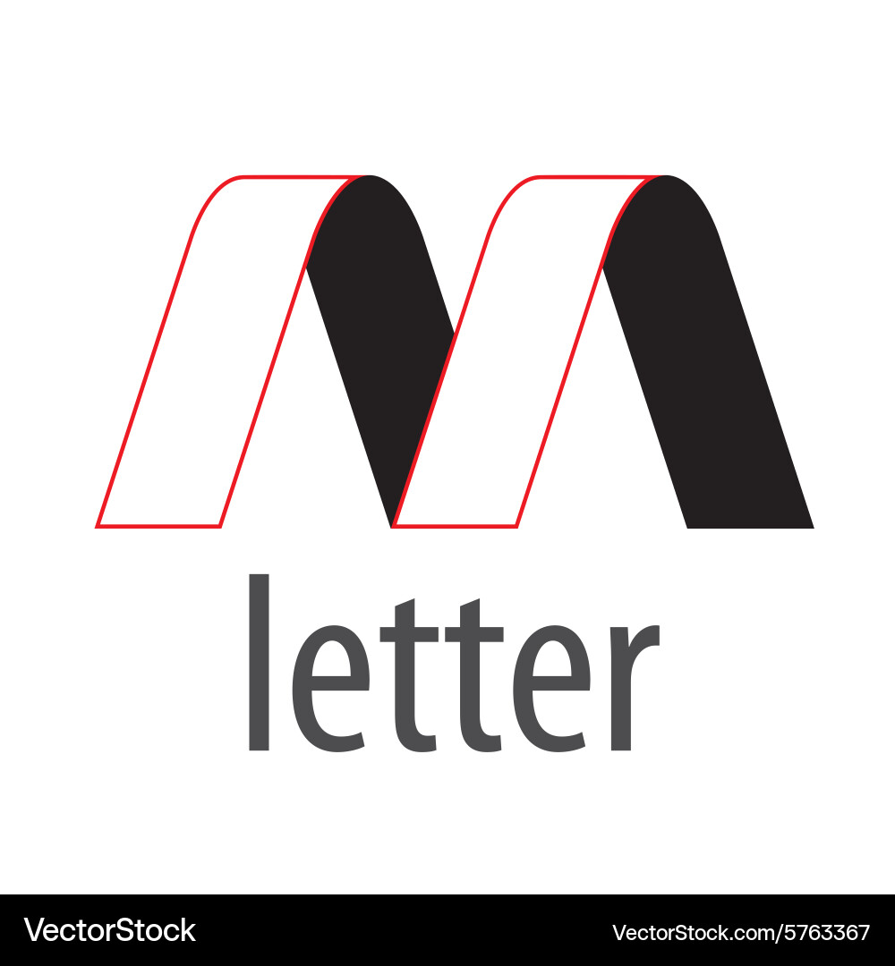 Logo red ribbon in shape letter m Royalty Free Vector Image