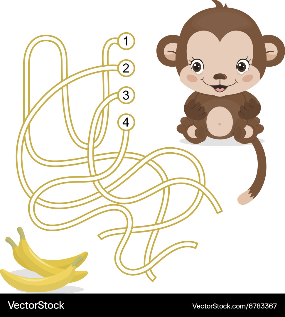 Maze game for preschool children with monkey Vector Image