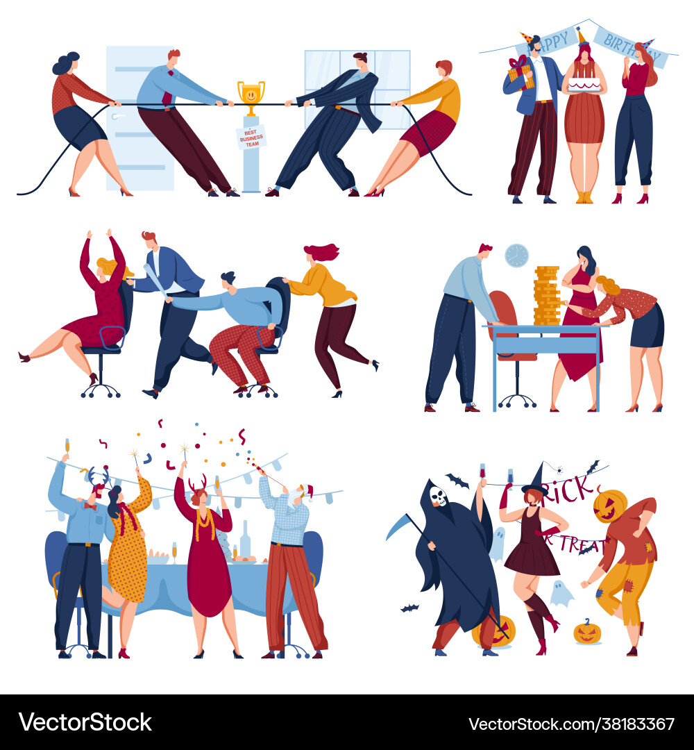 Party at business office set Royalty Free Vector Image