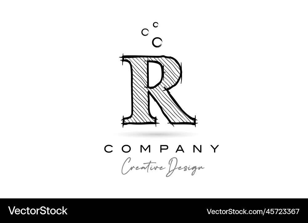 R black white alphabet letter logo icon Royalty Free Vector