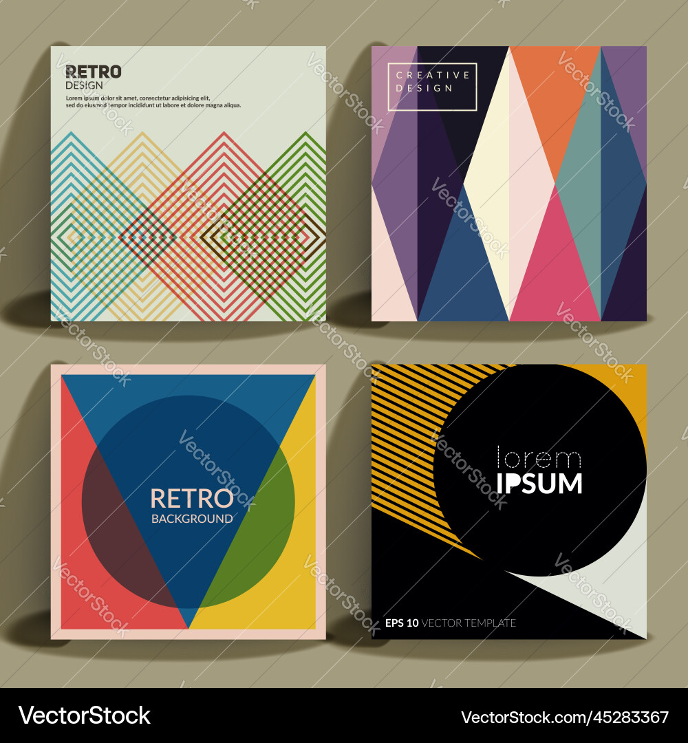 Retro covers set swiss style modernism Royalty Free Vector