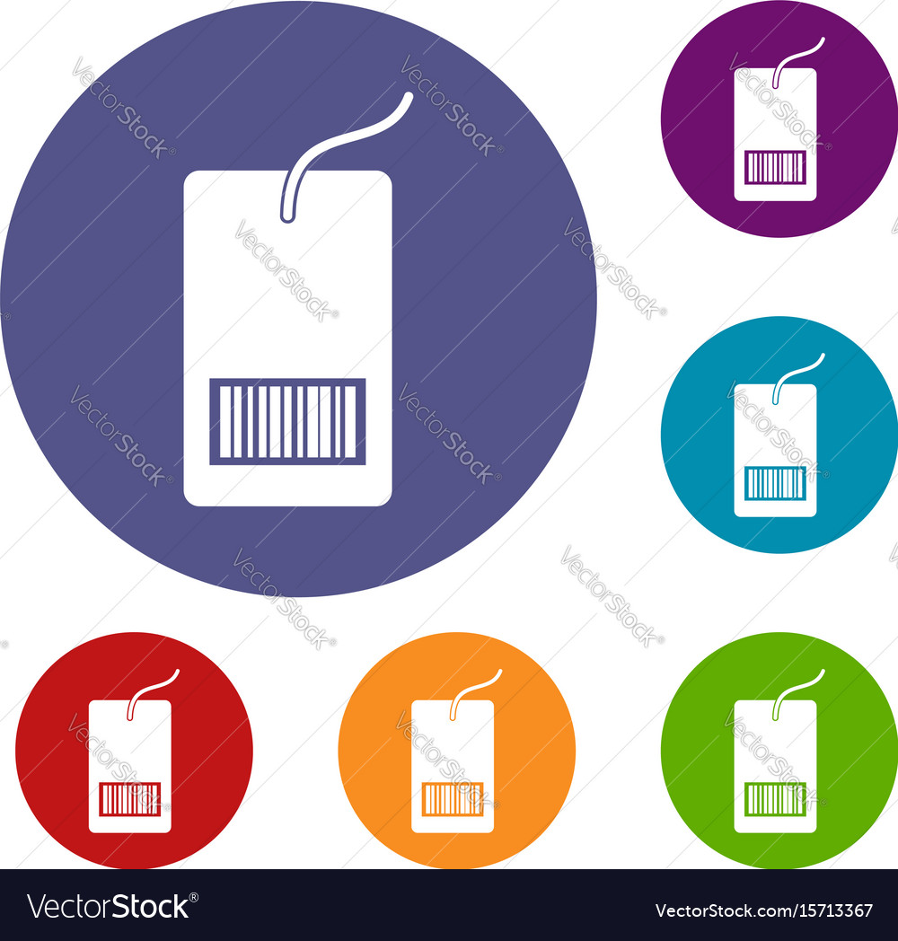 Tag with bar code icons set Royalty Free Vector Image