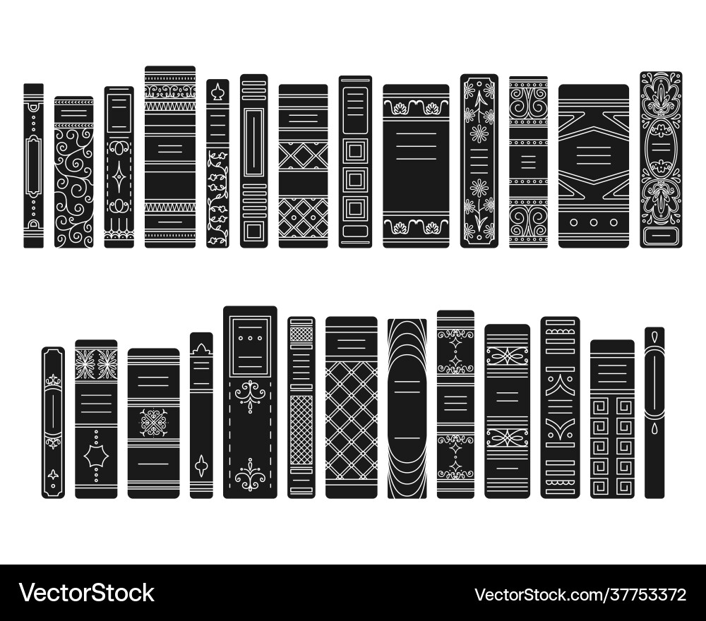A set simple style spines books in retro Vector Image