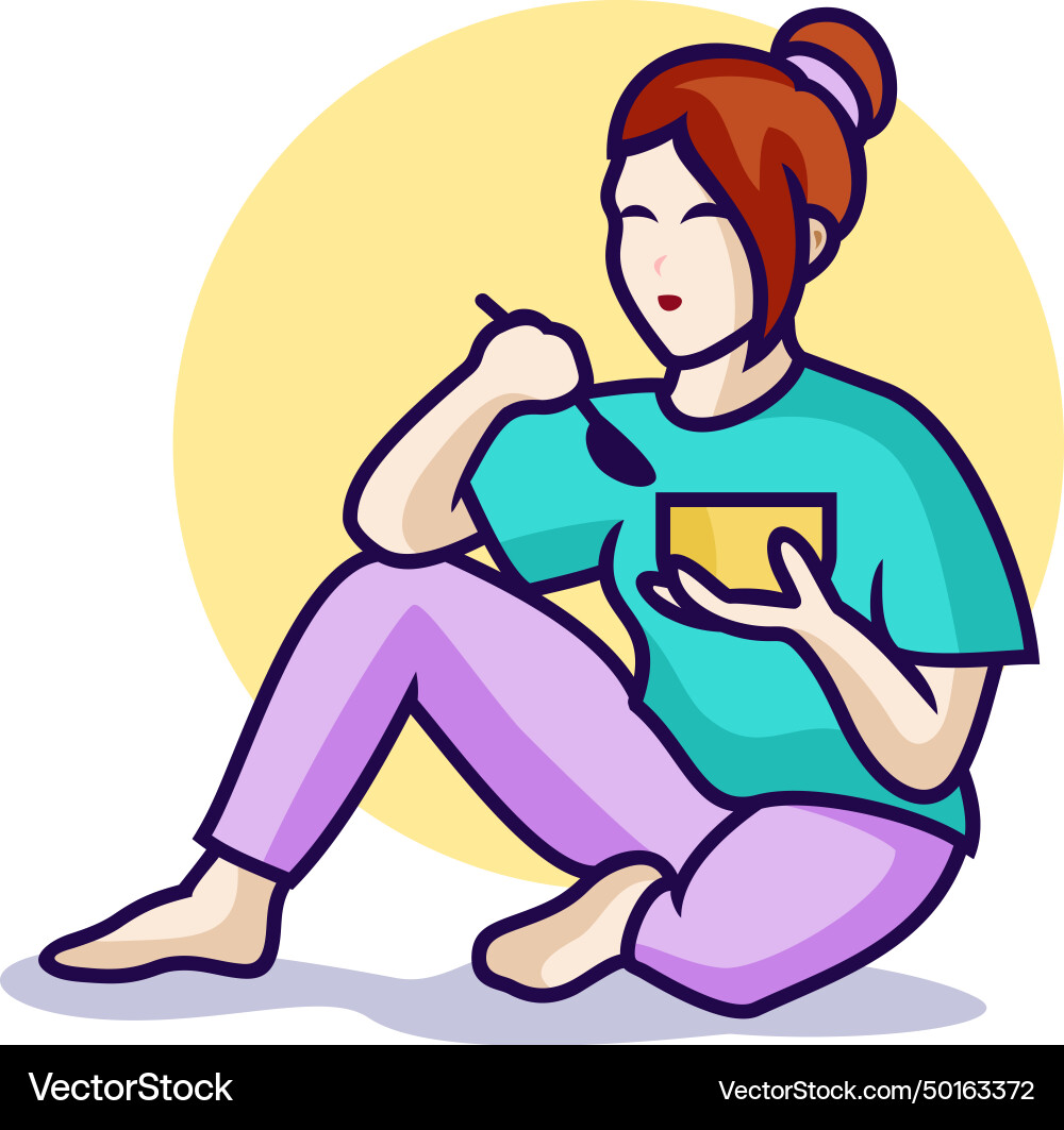 Beautiful girl eating Royalty Free Vector Image