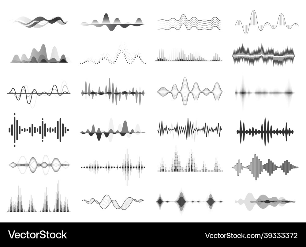 Black sound waves music beat audio equalizer Vector Image
