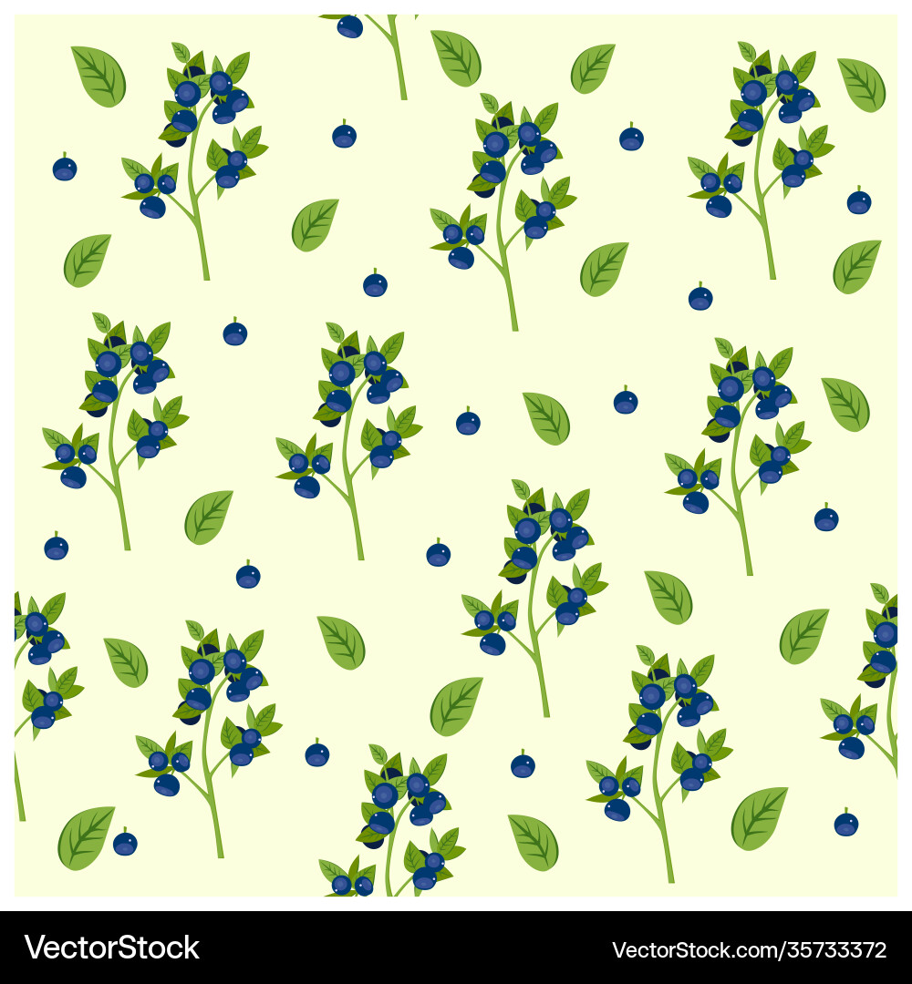 Blueberries on a bush on a branch seamless Vector Image