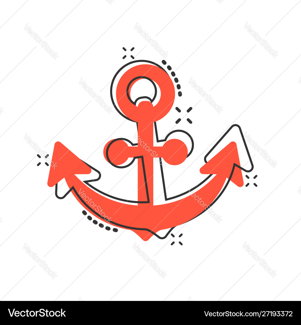 Boat anchor sign icon in comic style maritime Vector Image