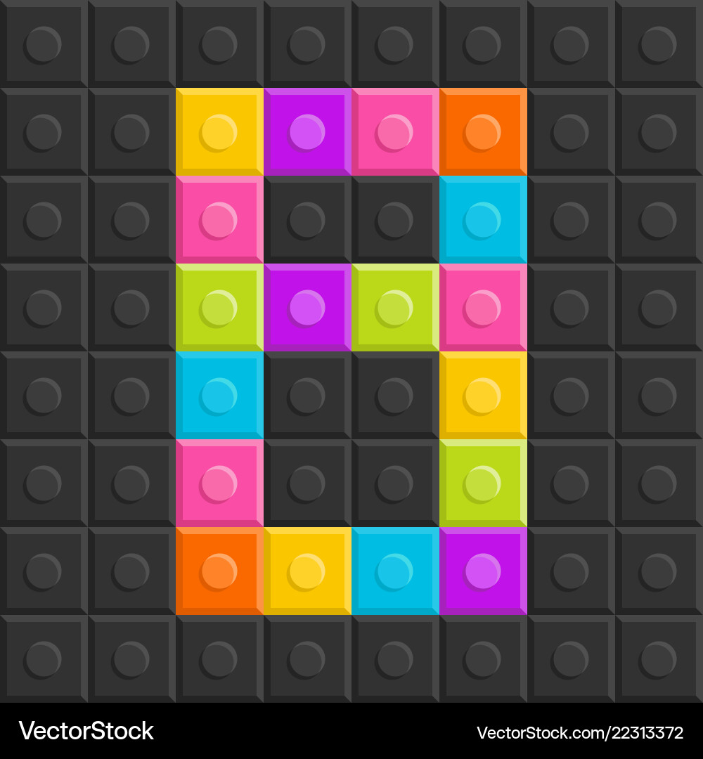 Colorful brick block number eight flat design Vector Image