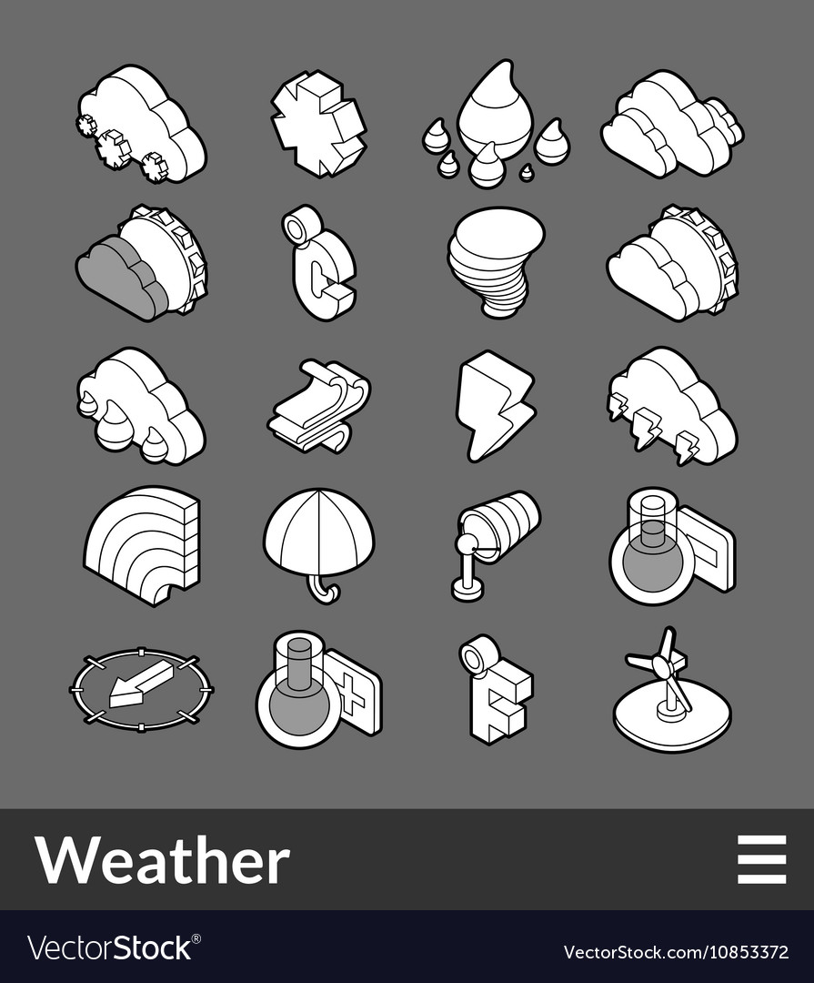 Isometric outline icons set Royalty Free Vector Image