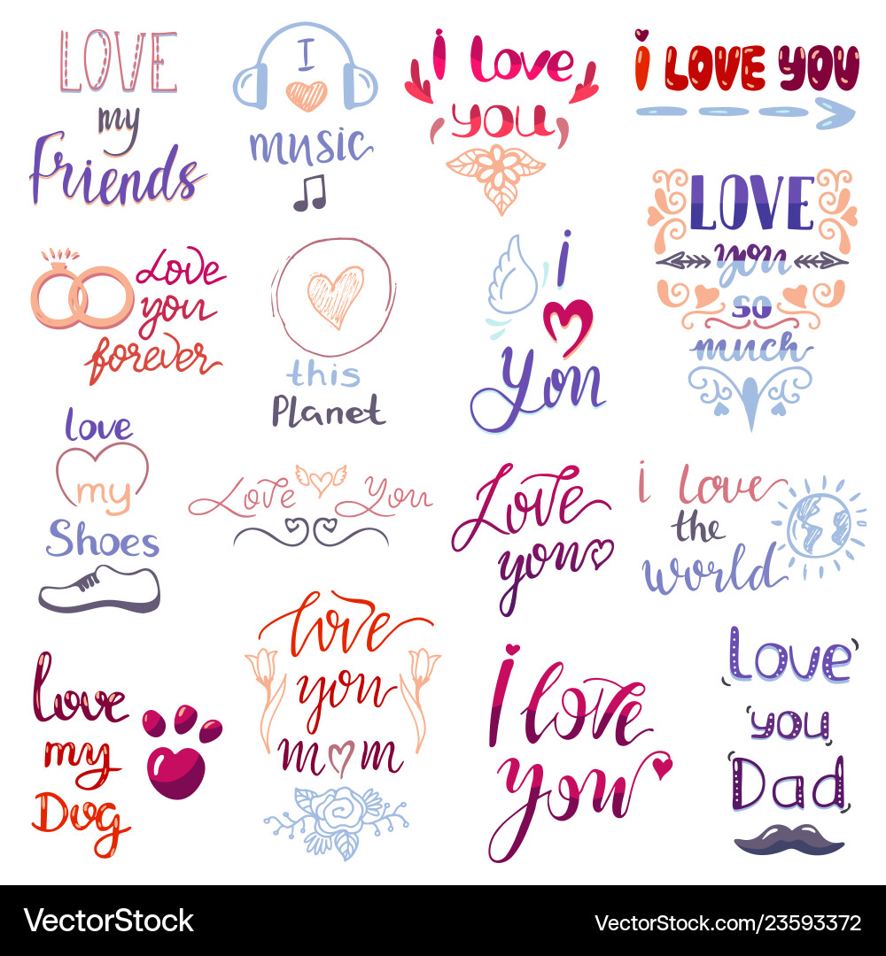 Love lettring lovely calligraphy lovable Vector Image