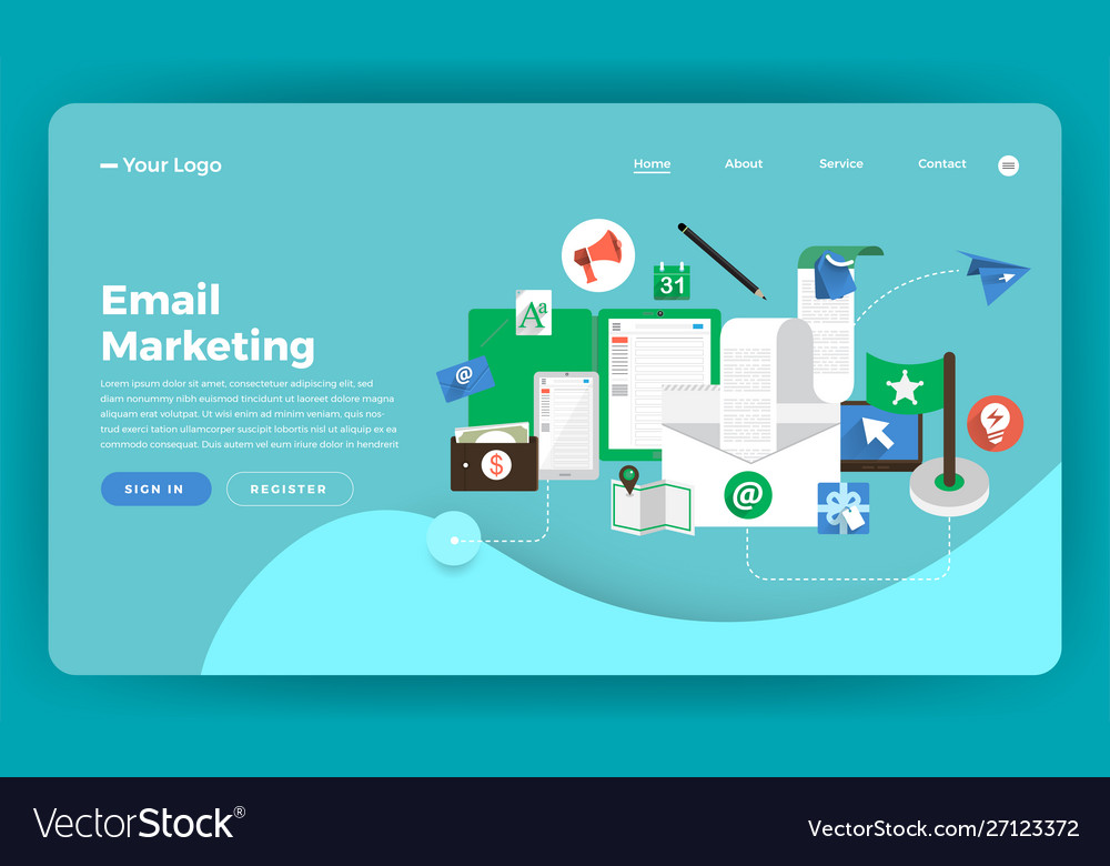 Mock-up design website flat concept Royalty Free Vector