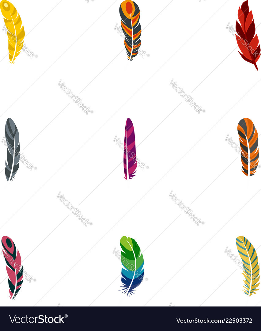 Native feather icon set flat style Royalty Free Vector Image