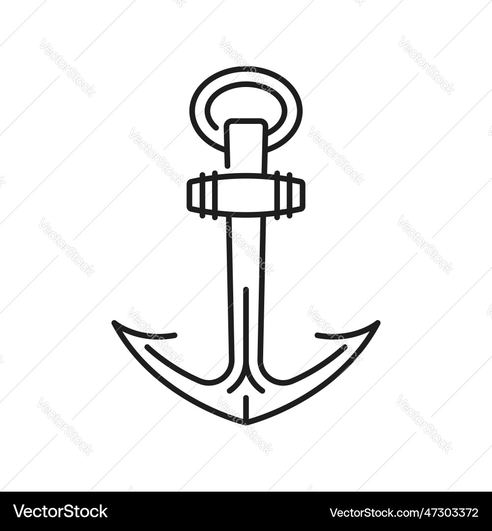 Nautical travel vessel anchor thin line icon Vector Image