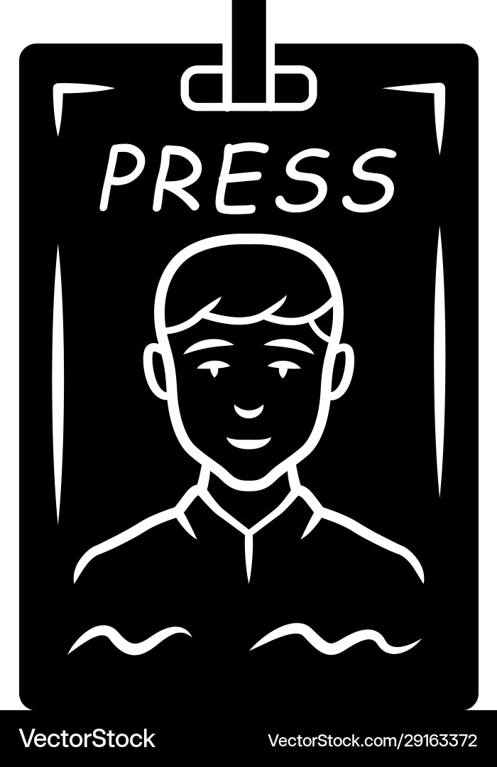 Press pass glyph icon journalist reporter id Vector Image