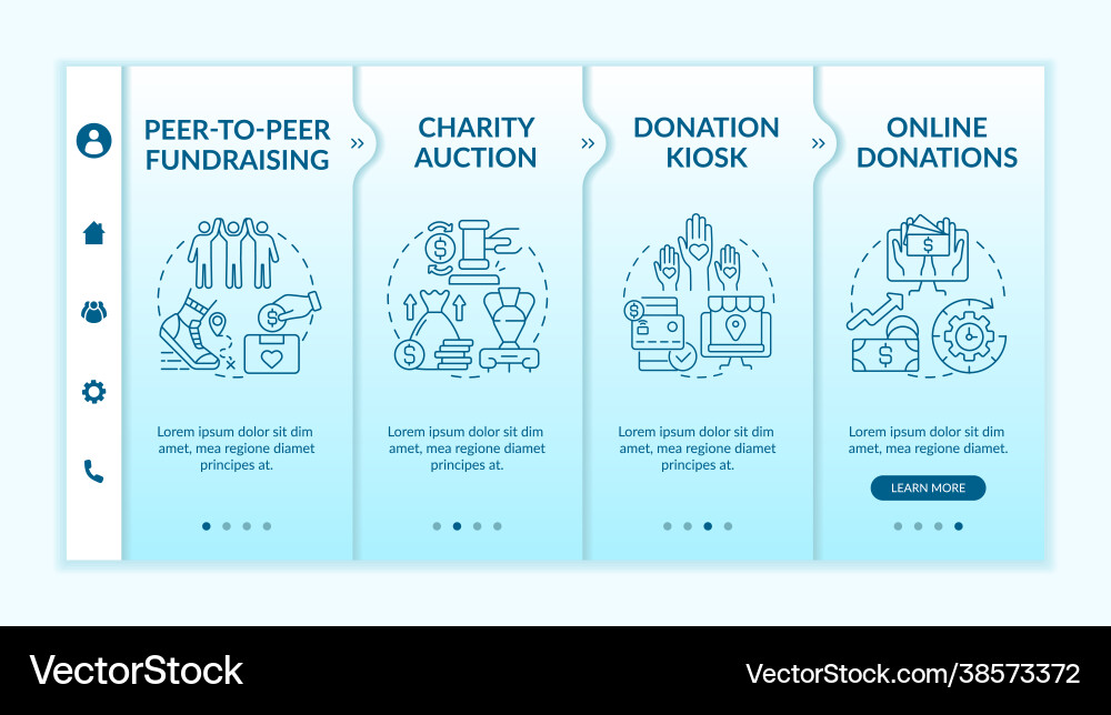 Raising money event ideas onboarding template Vector Image