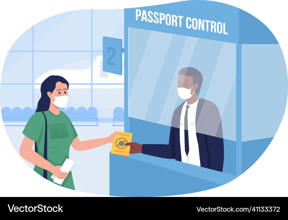 Safe passport control at airport 2d isolated Vector Image
