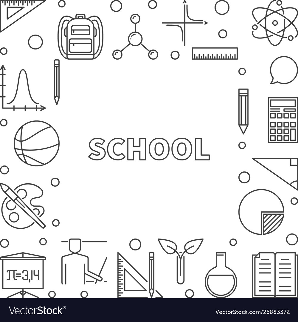 School concept outline frame linear Royalty Free Vector School concept outline frame linear Royalty Free Vector