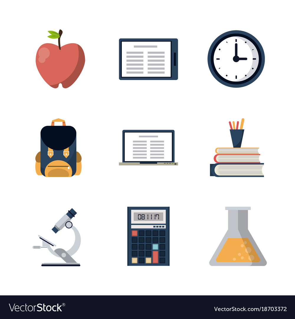 School elements icons Royalty Free Vector Image