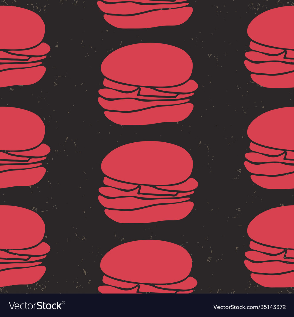 Seamless pattern fast food burgers Royalty Free Vector Image