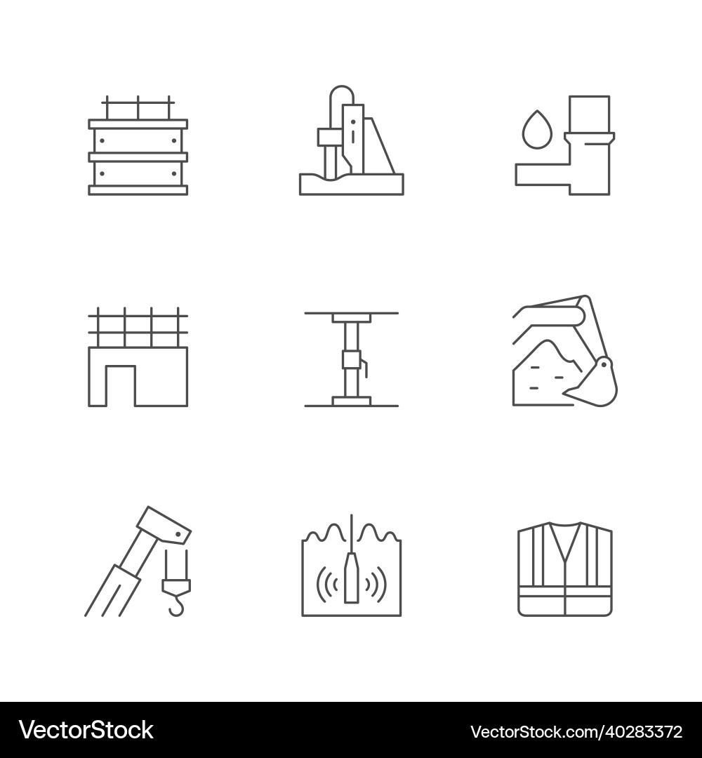 Set line icons of construction Royalty Free Vector Image
