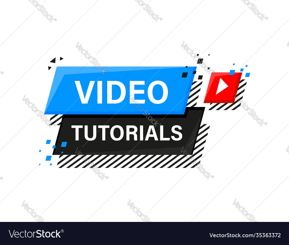 Video tutorial icon on white background Royalty Free Vector