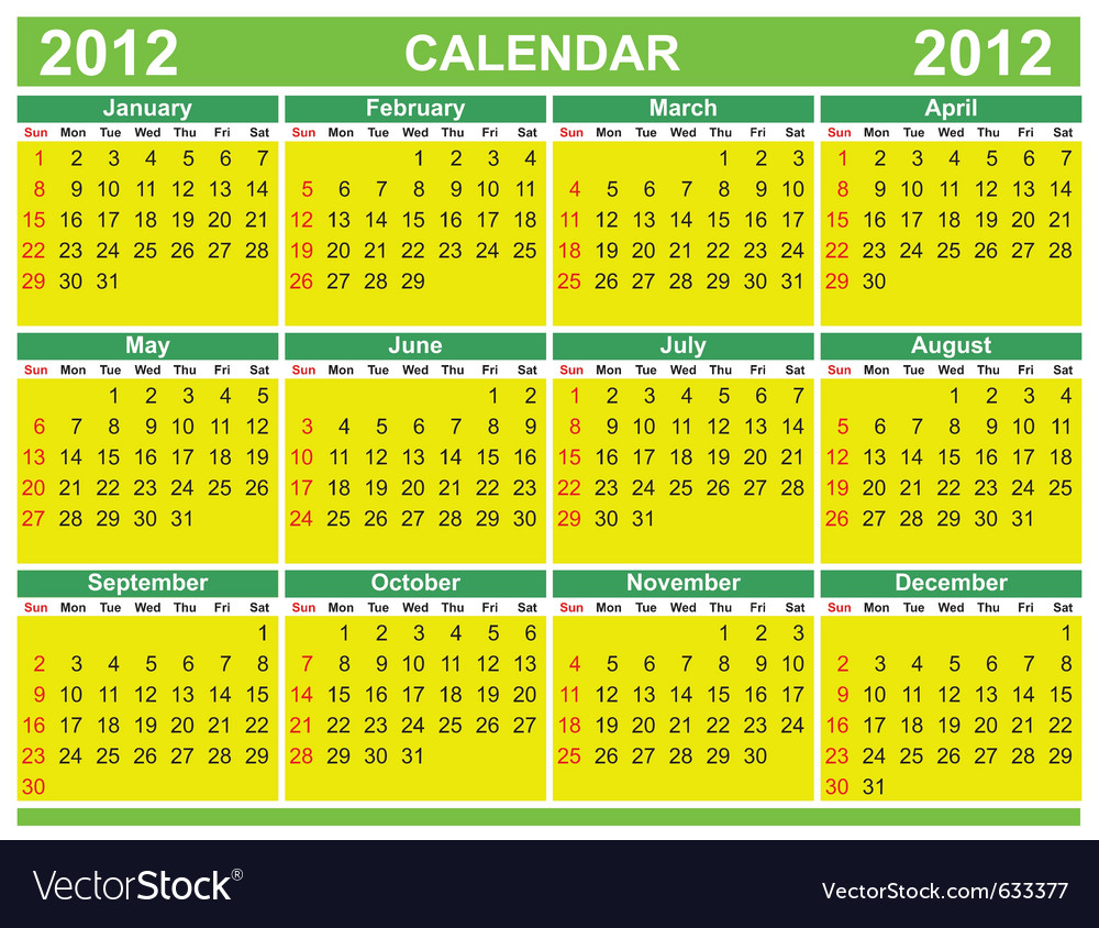 2012 calendars Royalty Free Vector Image - VectorStock