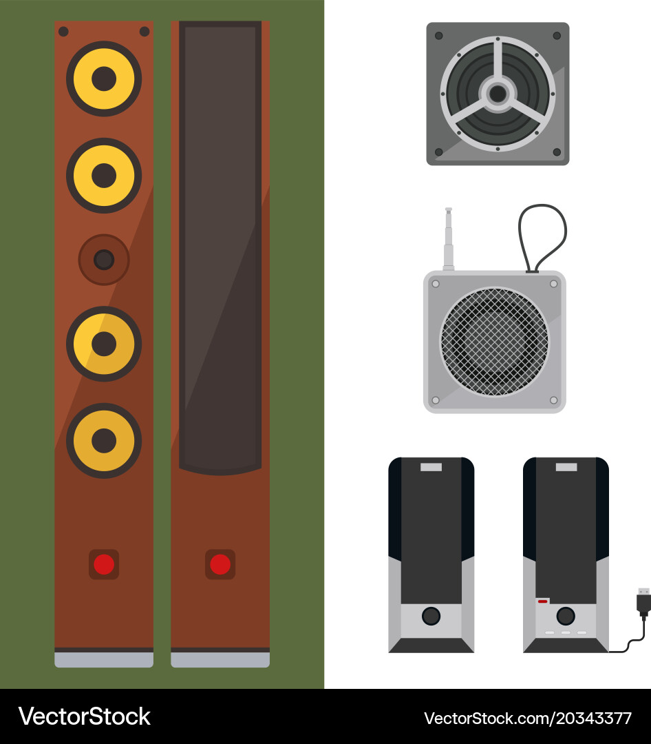 Acoustic sound system stereo flat music Royalty Free Vector