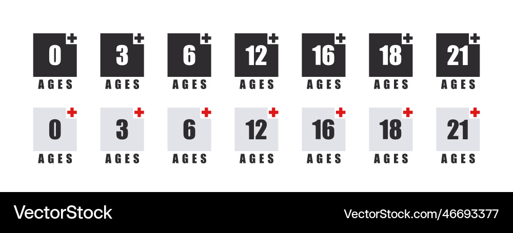 Age requirement icons modern limit icons Vector Image